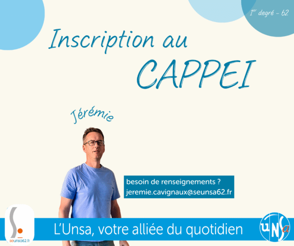 [1D 62] Inscription au CAPPEI : rentrée 2026 - SE UNSA